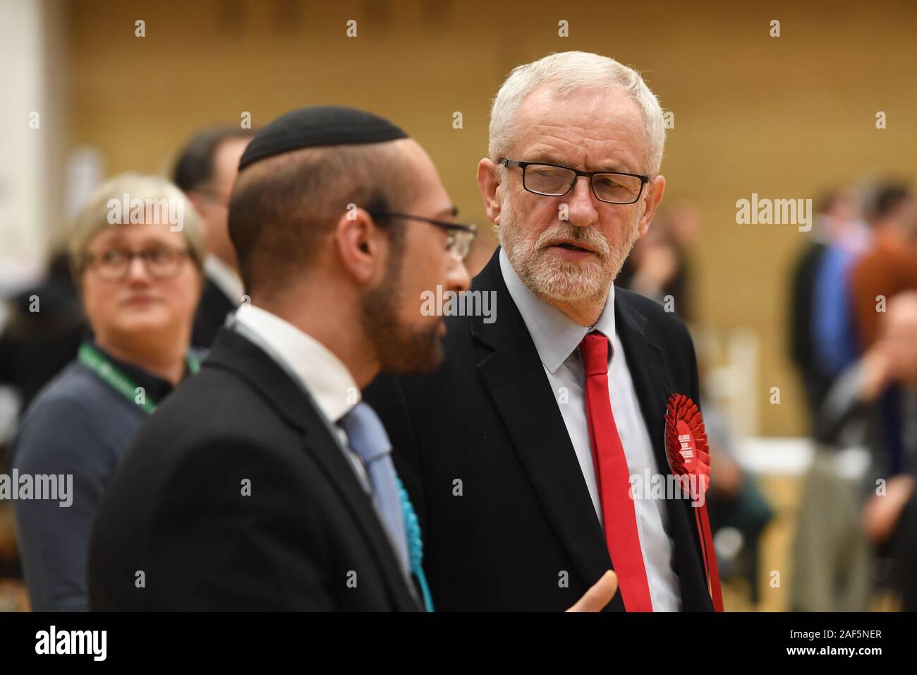 Labour leader Jeremy Corbyn after the results was given at Sobell ...