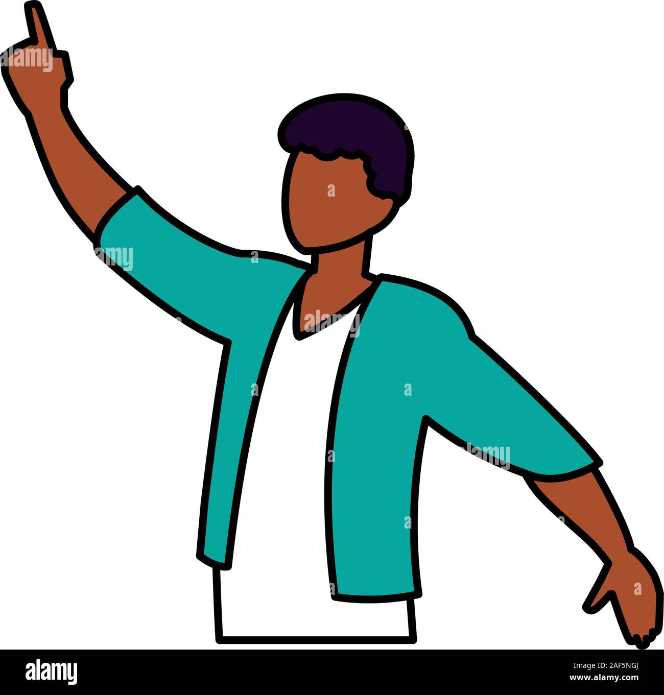 man in pose of dancing, party, on white background vector illustration ...