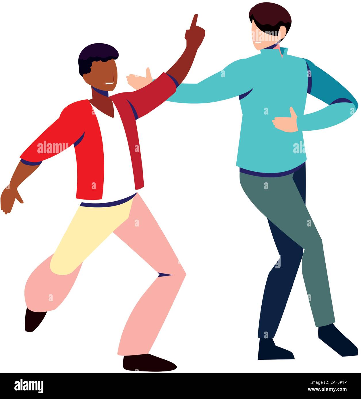 scene of men in dance pose, party, dance club vector illustration ...