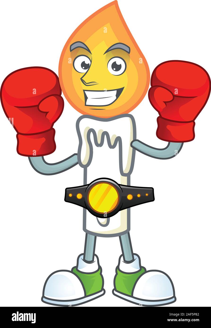 Funny Face Boxing white candle cartoon character design Stock Vector ...
