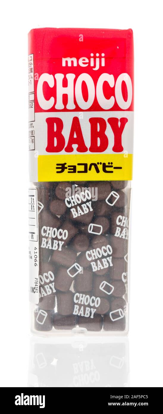 Winneconne, WI - 16 November 2019: A package of Meiji choco baby snack ...