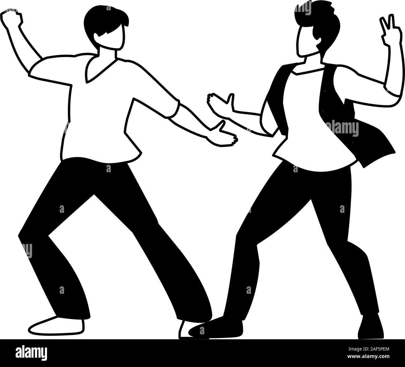 men in pose of dancing on white background vector illustration design ...