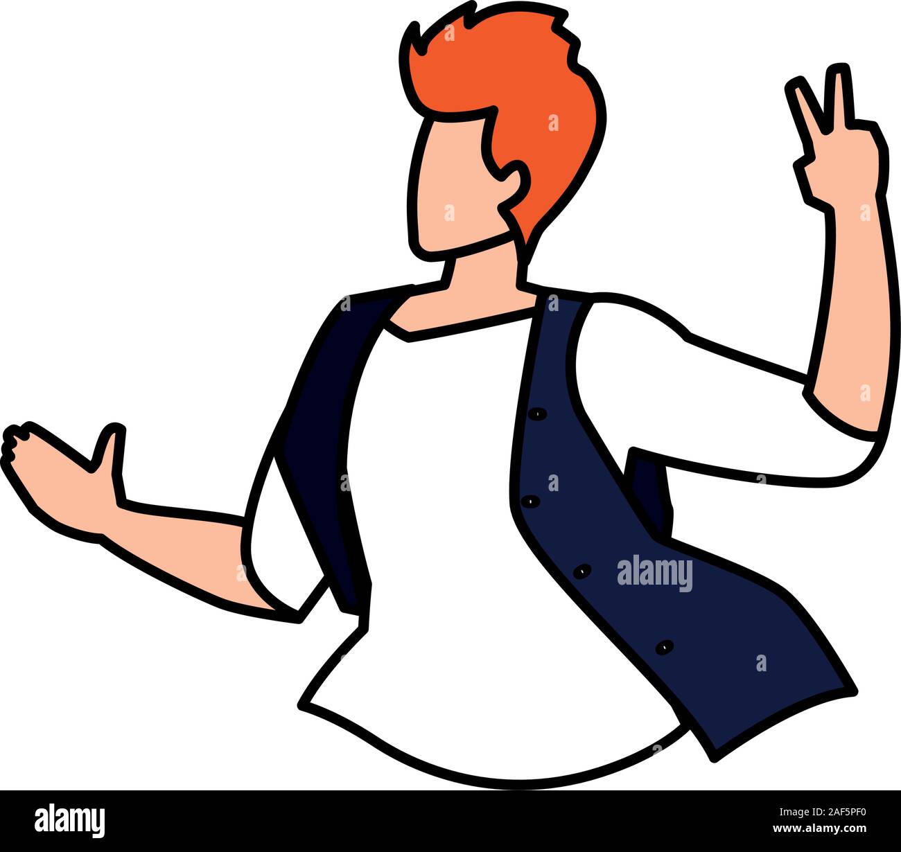 man in pose of dancing, party, on white background vector illustration ...