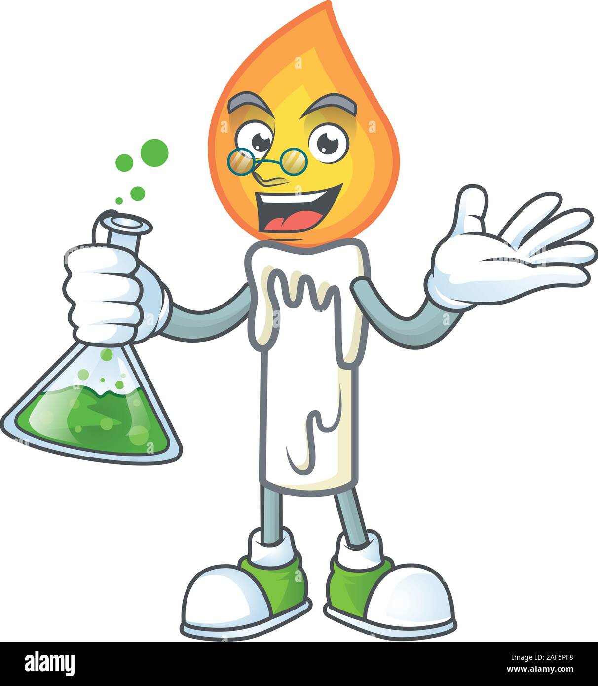 Smart white candle cartoon character holding glass tube Stock Vector ...
