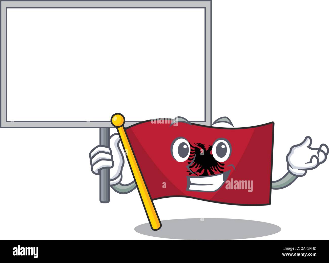 Flag albania Scroll cute cartoon character bring a board. Vector ...