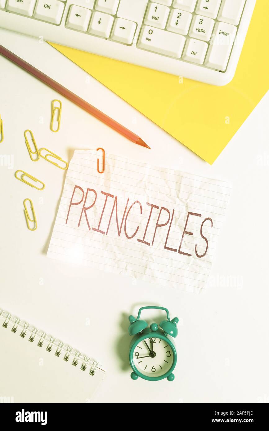 Handwriting text writing Principles. Conceptual photo fundamental truth ...