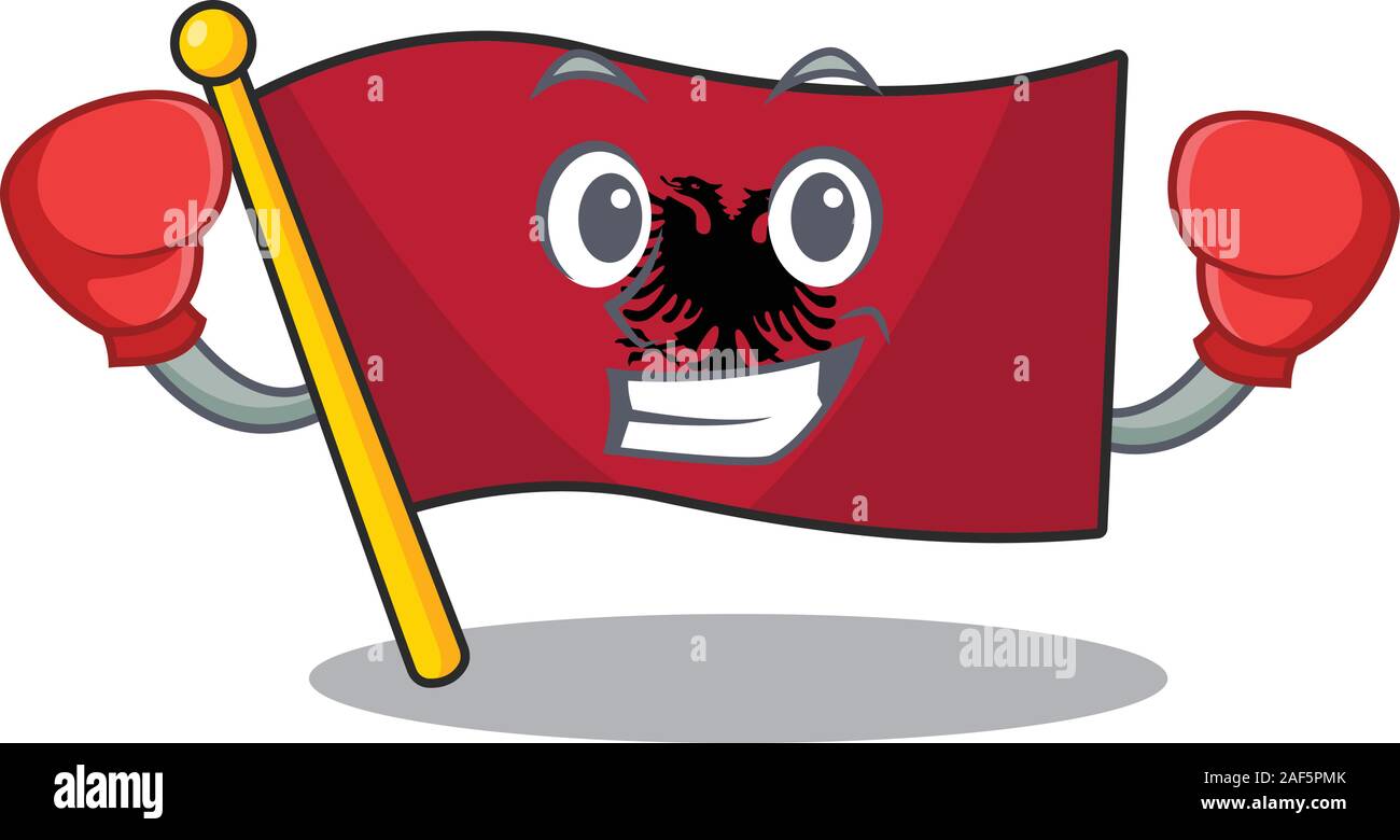 Happy Boxing flag albania Scroll mascot character style. Vector ...