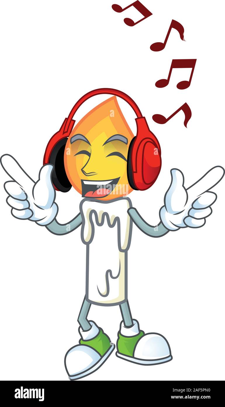 Singing and Listening music white candle cartoon character Stock Vector ...