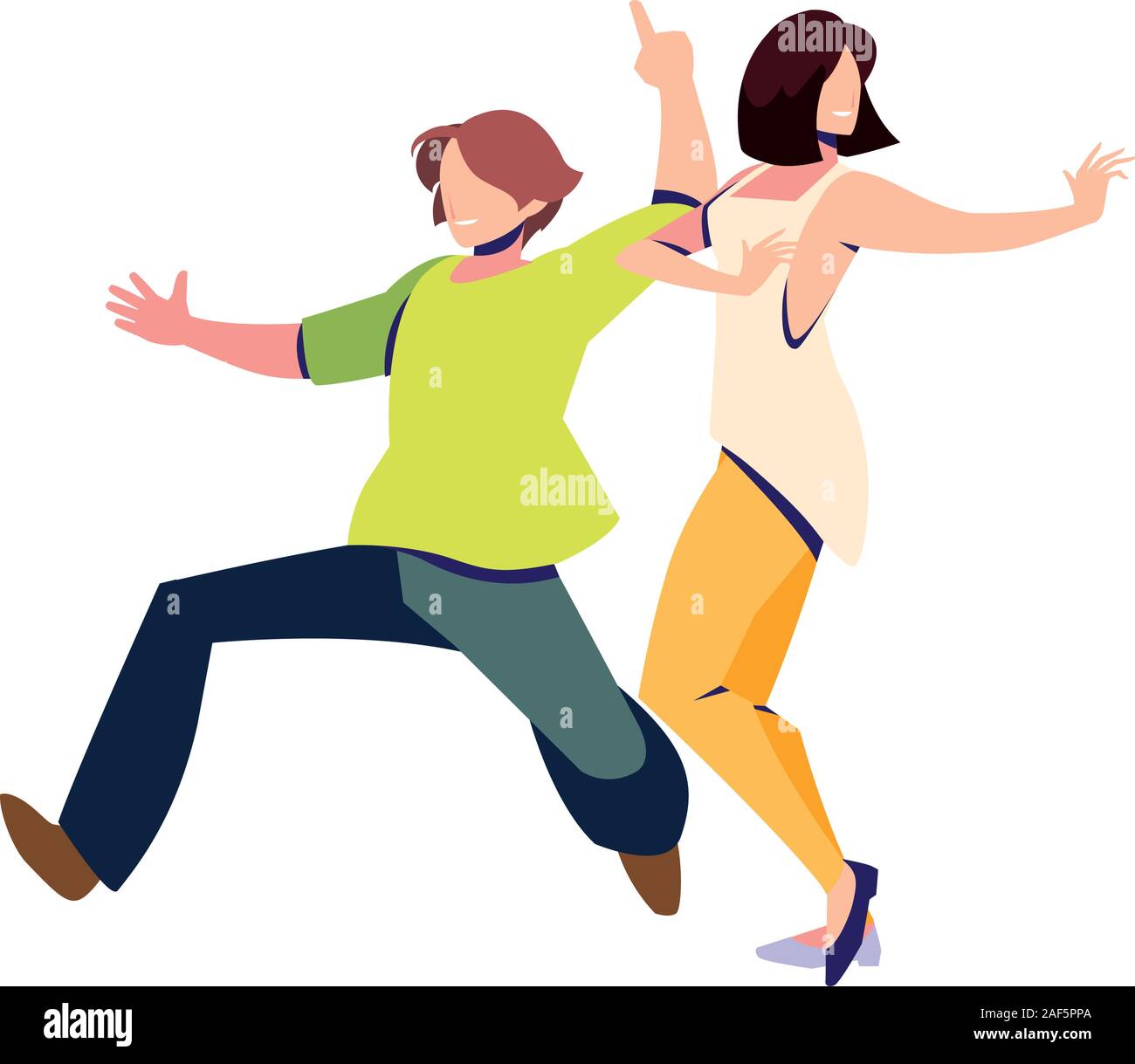 couple of people in pose of dancing on white background vector ...