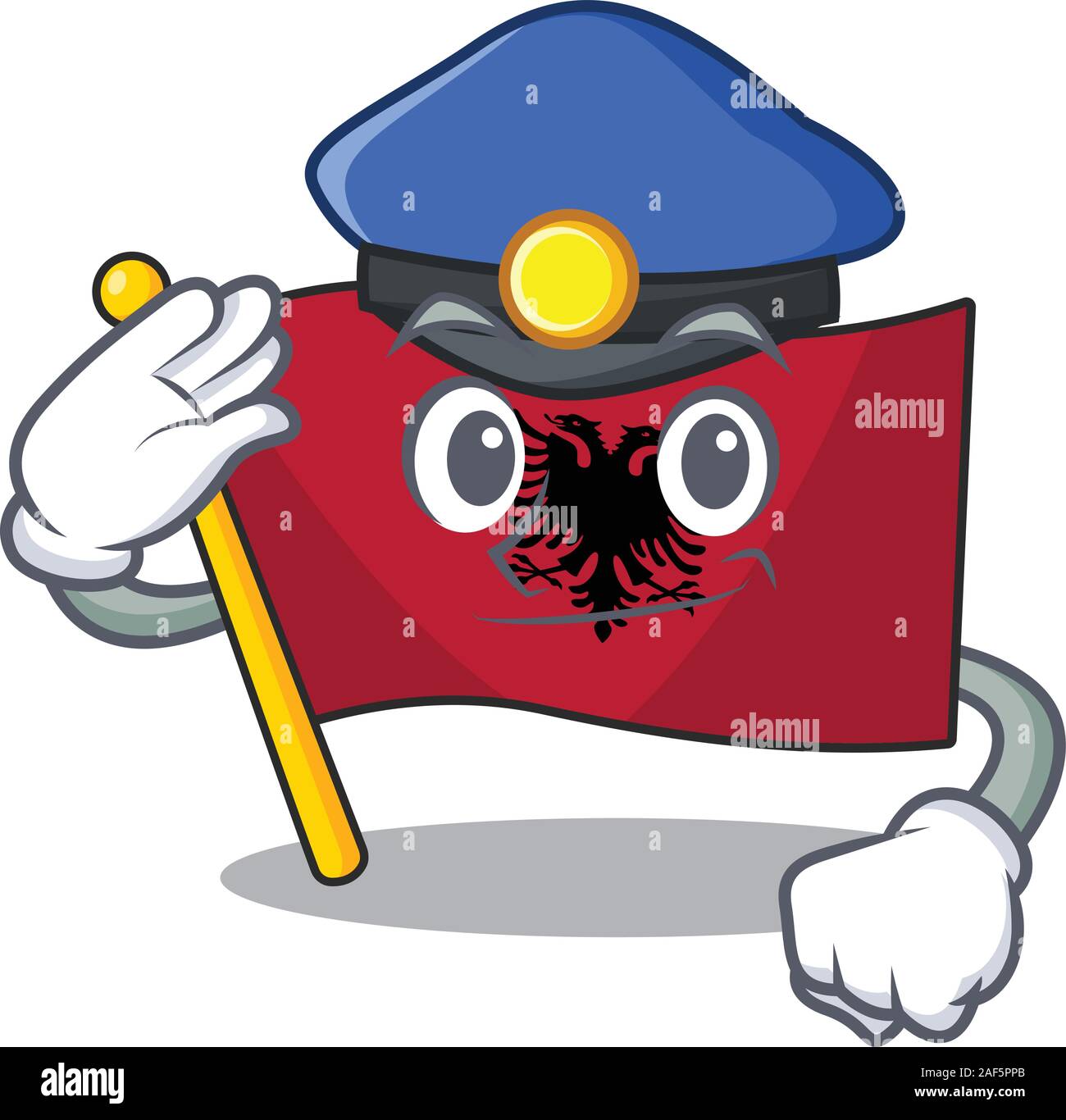 Flag albania Scroll Cartoon mascot style as a Police officer. Vector ...