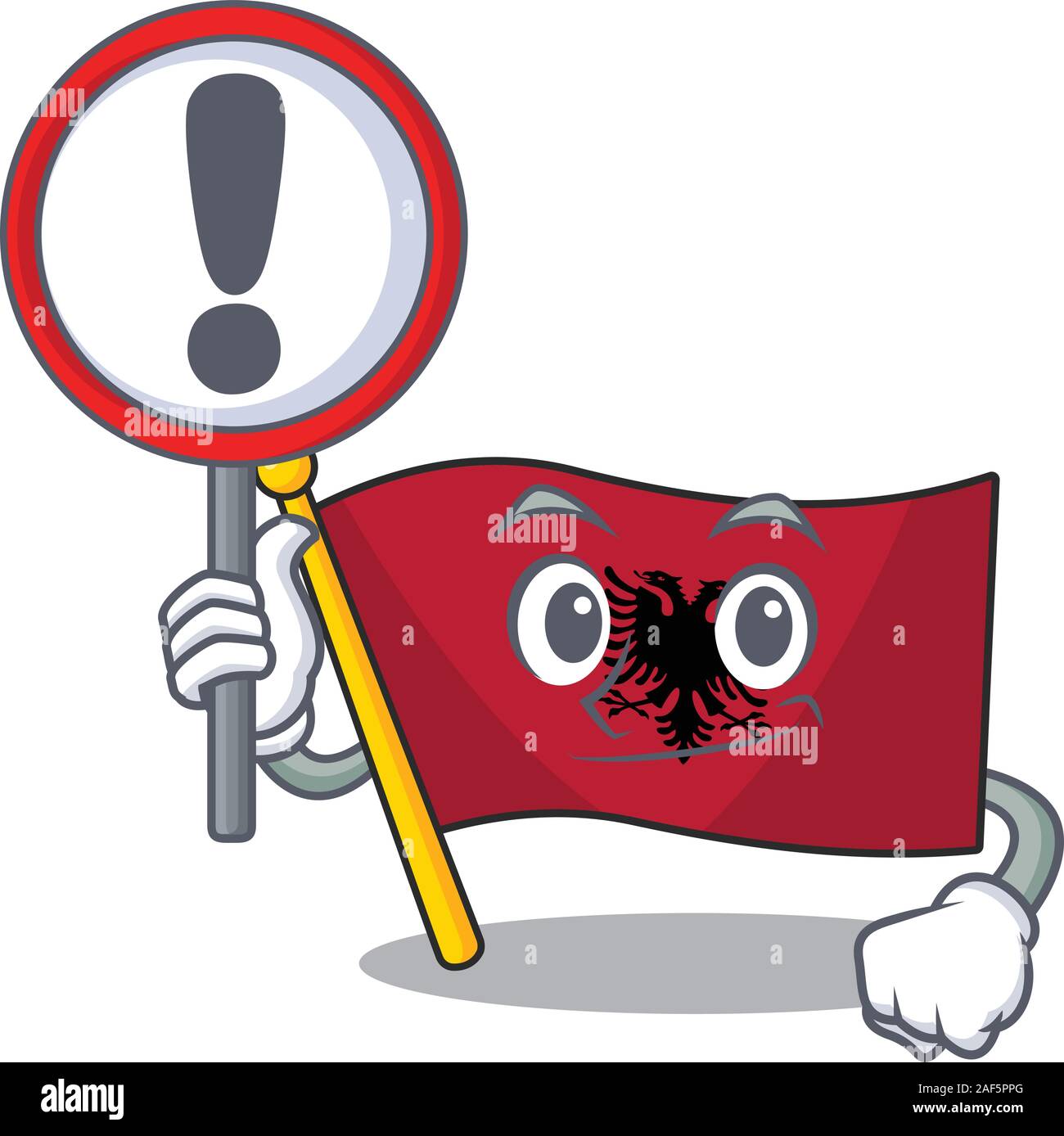 Cartoon design of flag albania Scroll raised up a sign. Vector ...