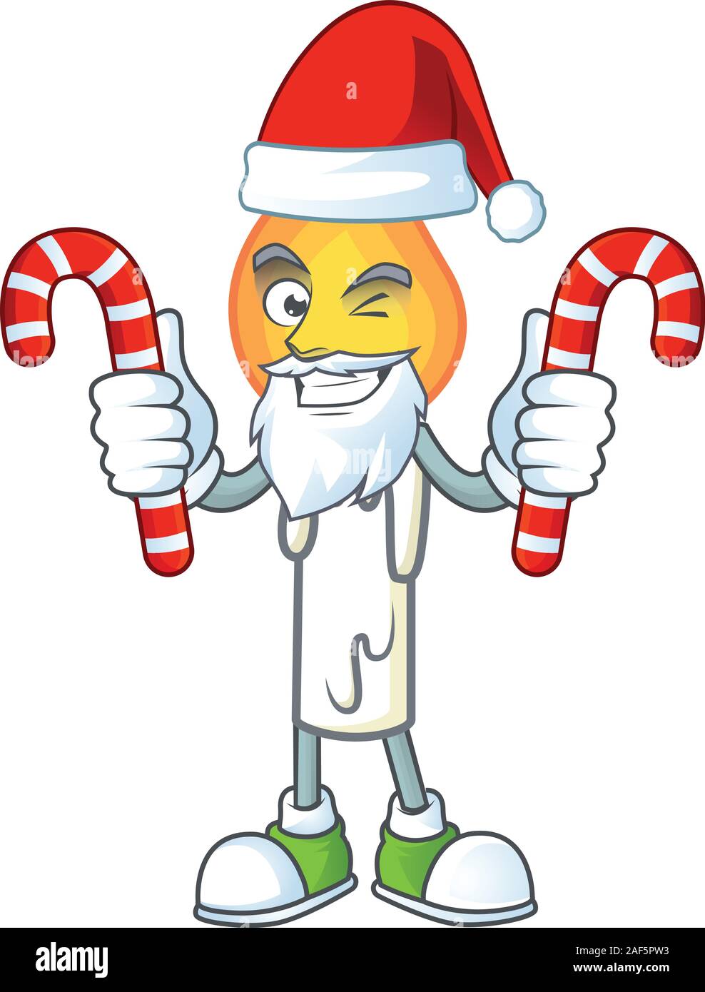 White candle Cartoon character in Santa Claus with candy Stock Vector ...