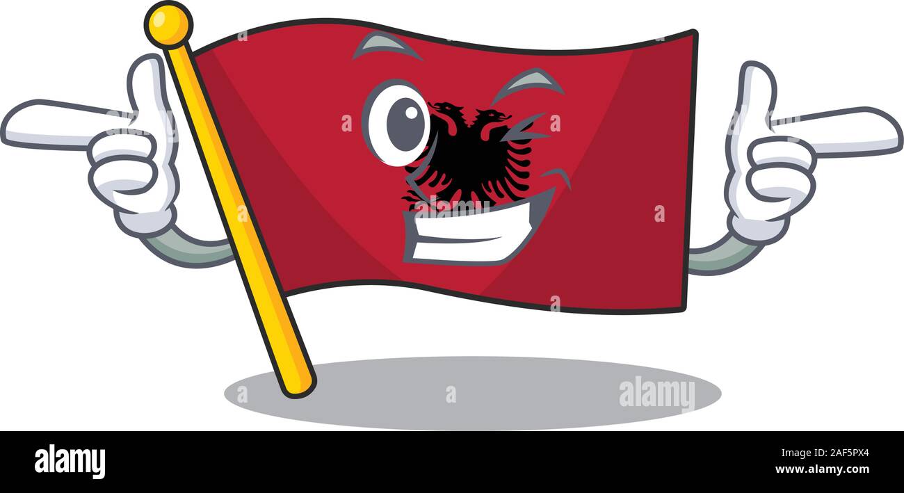 Flag albania Scroll mascot cartoon design with Wink eye. Vector ...