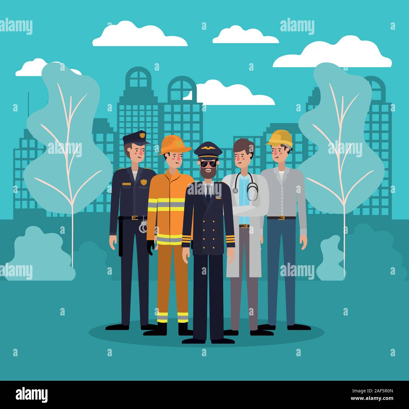 Professional avatars men at the city vector design Stock Vector Image ...