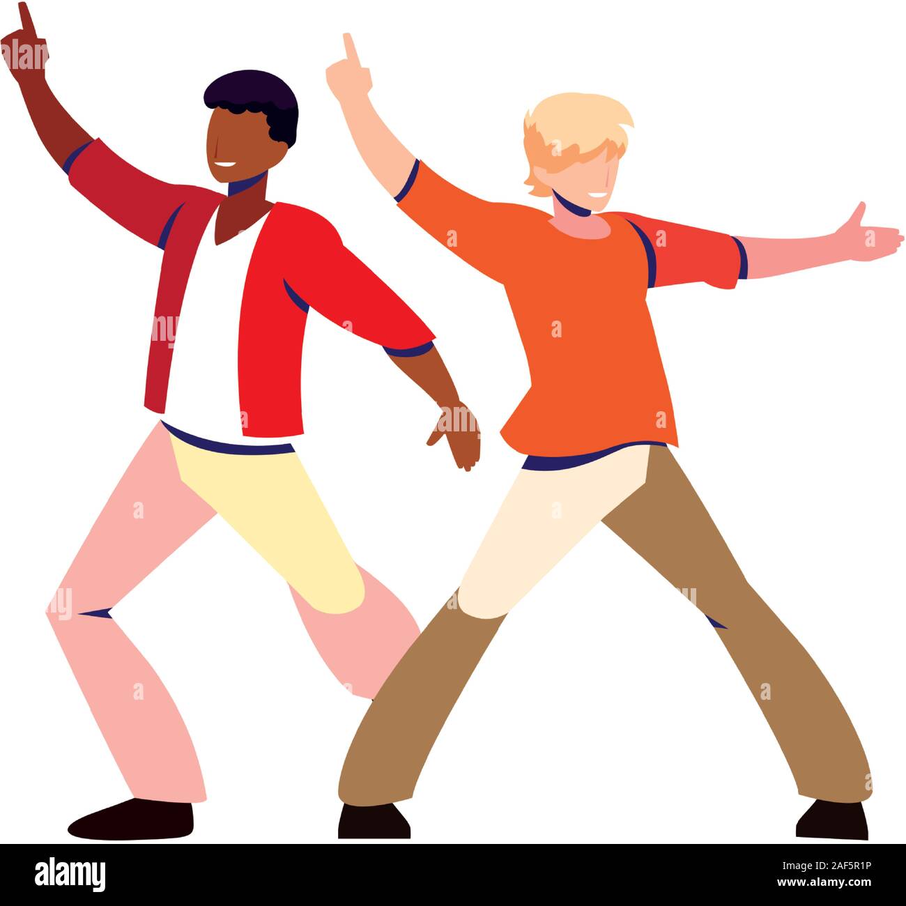 scene of men in dance pose, party, dance club vector illustration ...