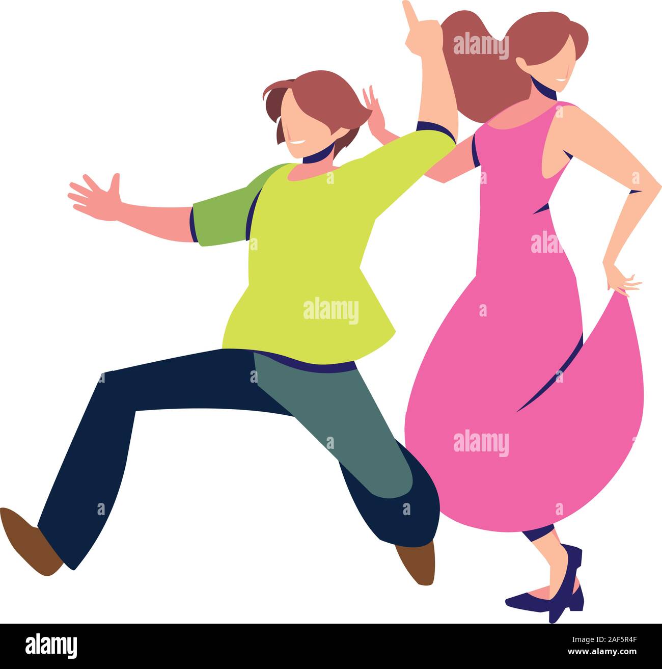 couple of people in pose of dancing on white background vector ...