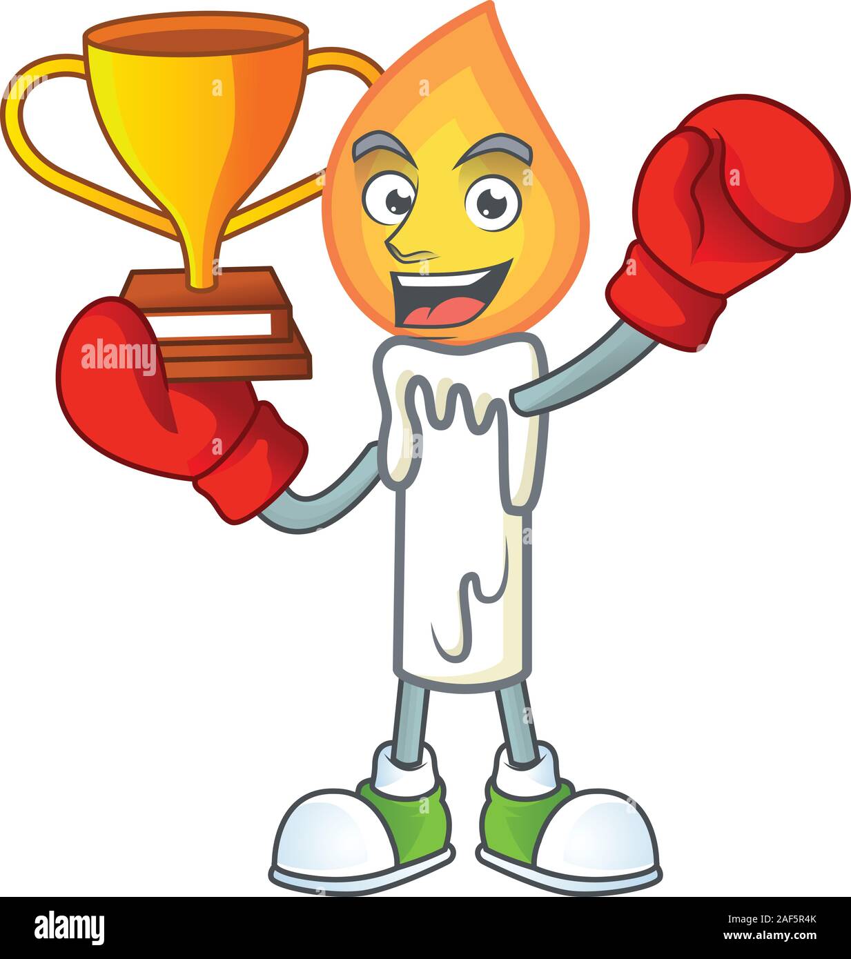 Super cool Boxing winner white candle in mascot cartoon style Stock ...