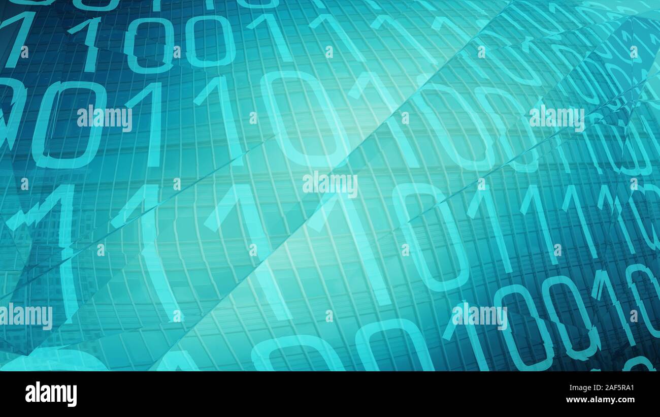 Binary code zeros ones and office building, cyber business concept Stock Photo - Alamy