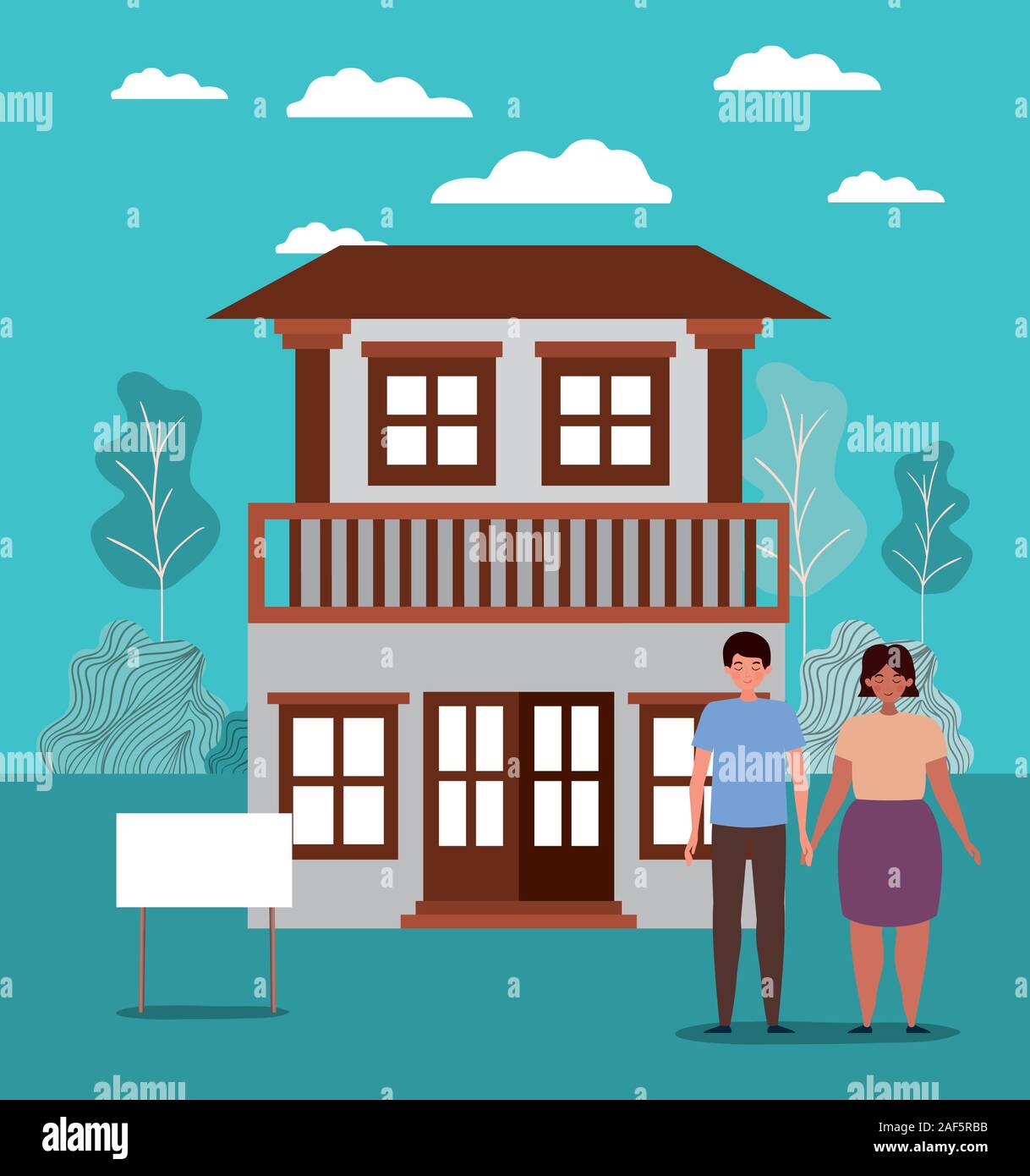 Couple and house building vector design Stock Vector Image & Art - Alamy