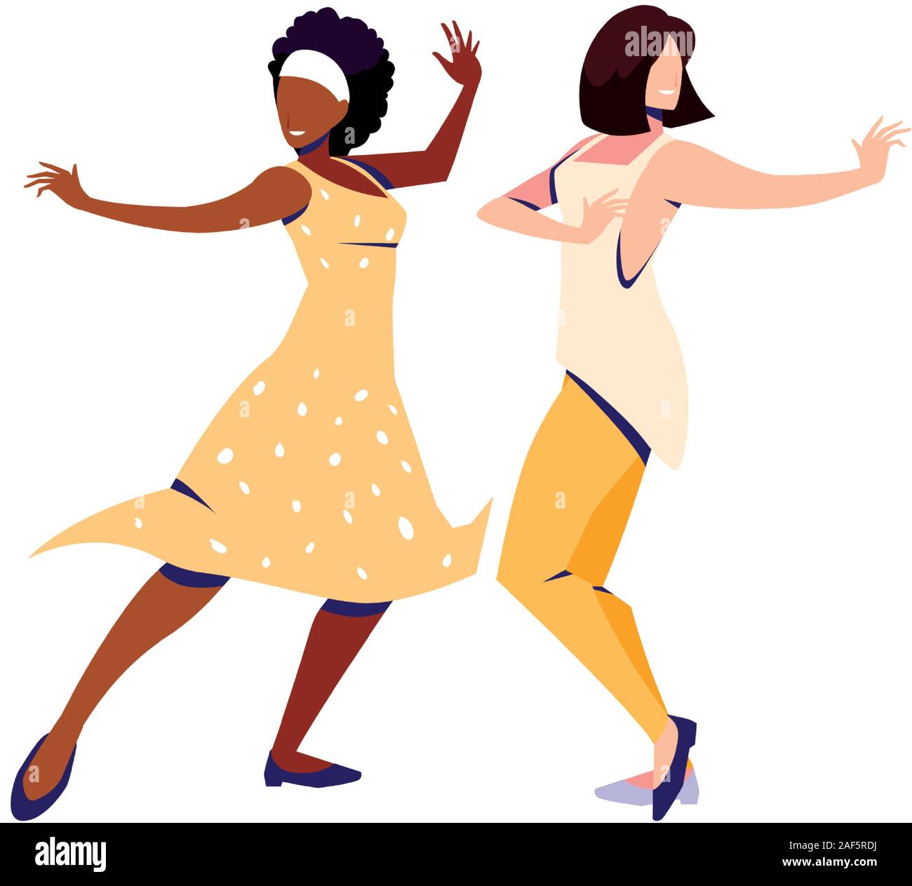women in pose of dancing on white background vector illustration design ...