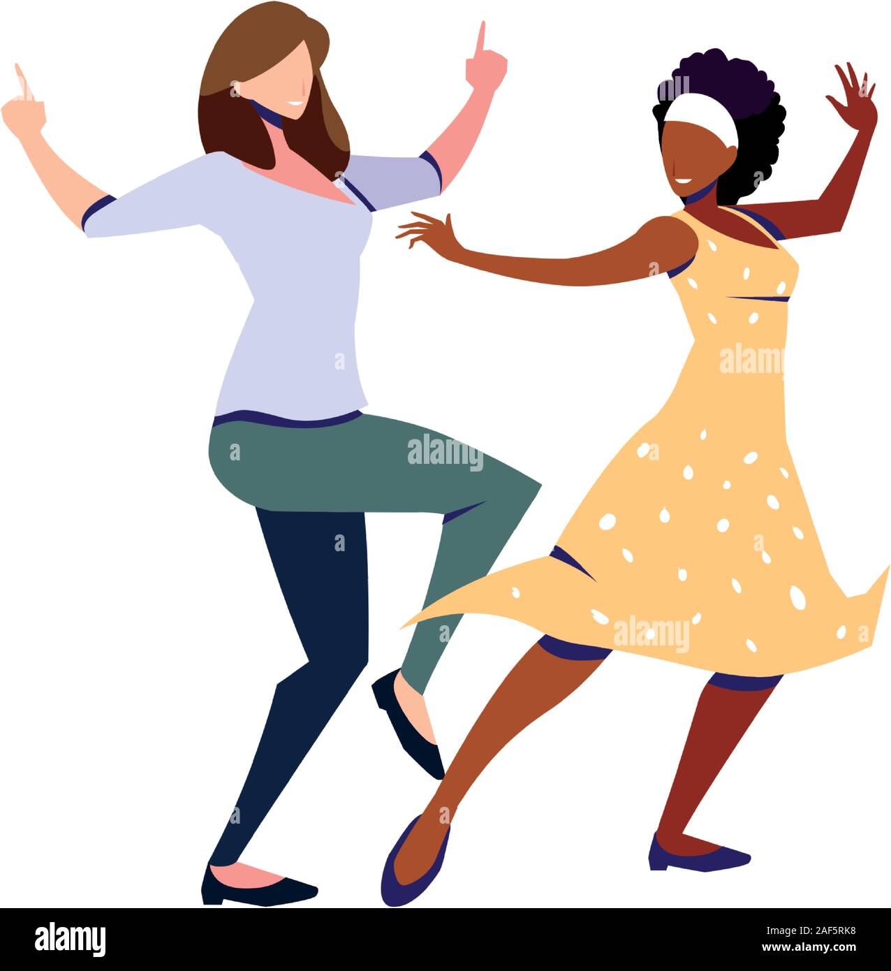 women in pose of dancing on white background vector illustration design ...