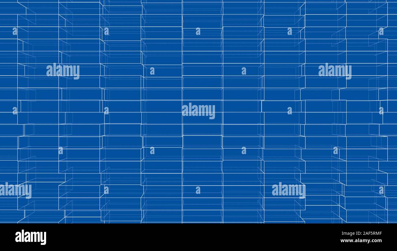 Abstract background of cubes outline. Vector rendering of 3d. Wire ...