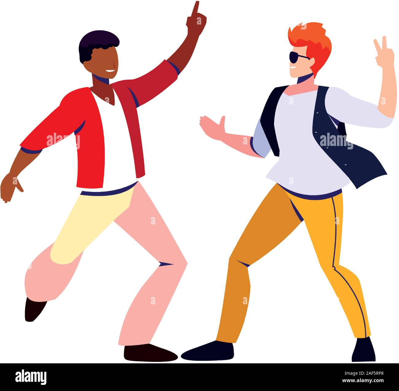 scene of men in dance pose, party, dance club vector illustration ...