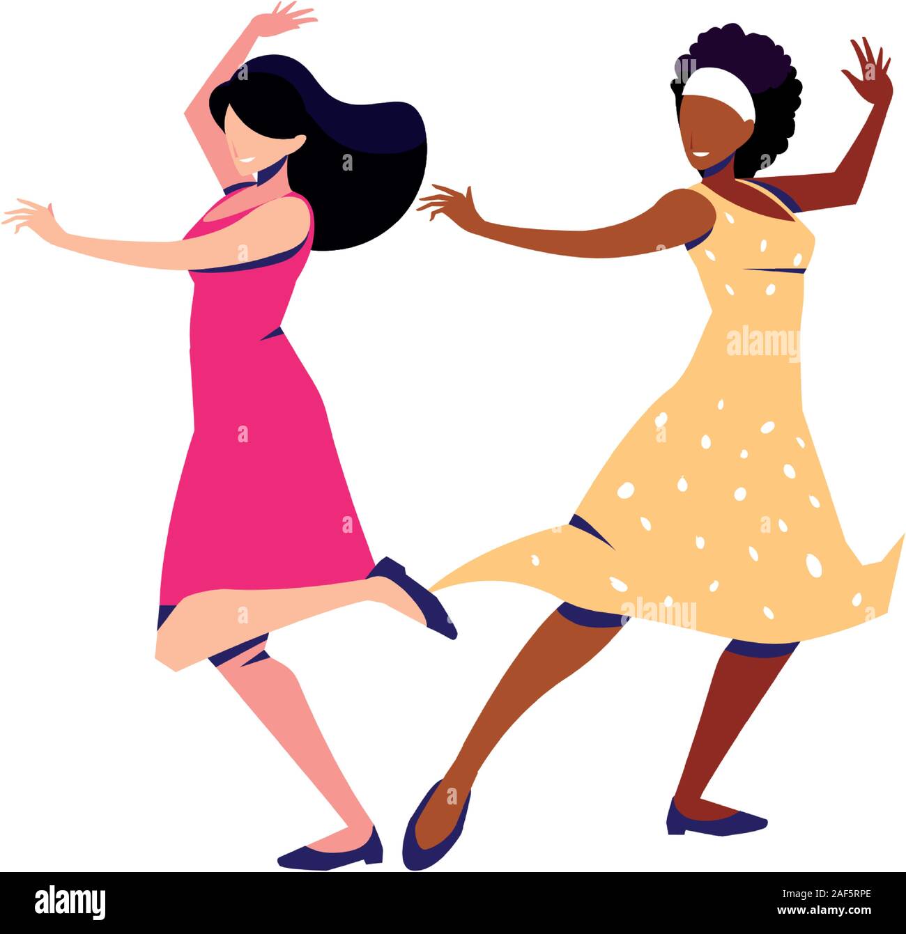 women in pose of dancing on white background vector illustration design ...