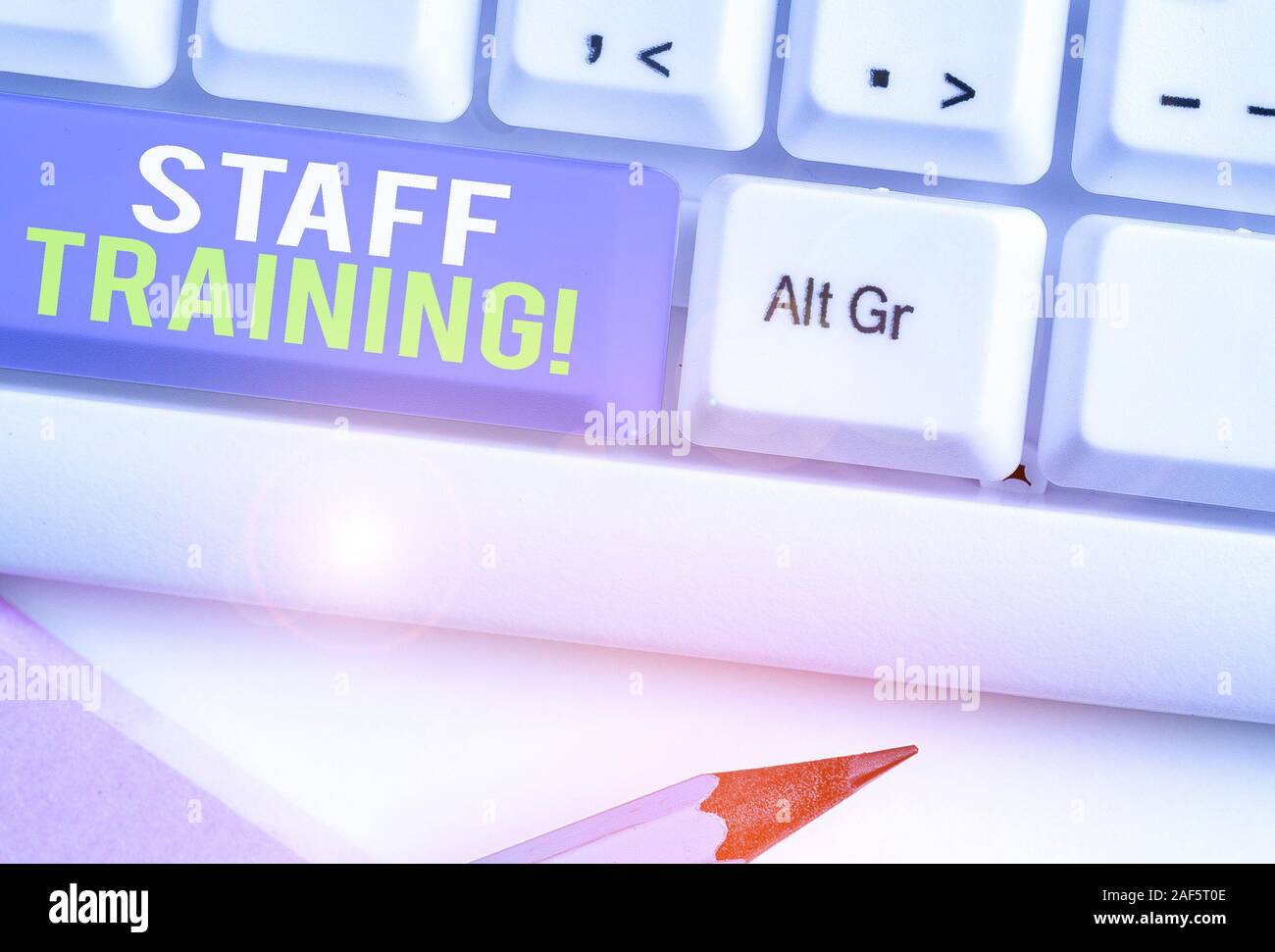 Text sign showing Staff Training. Business photo showcasing learn specific knowledge improve ...