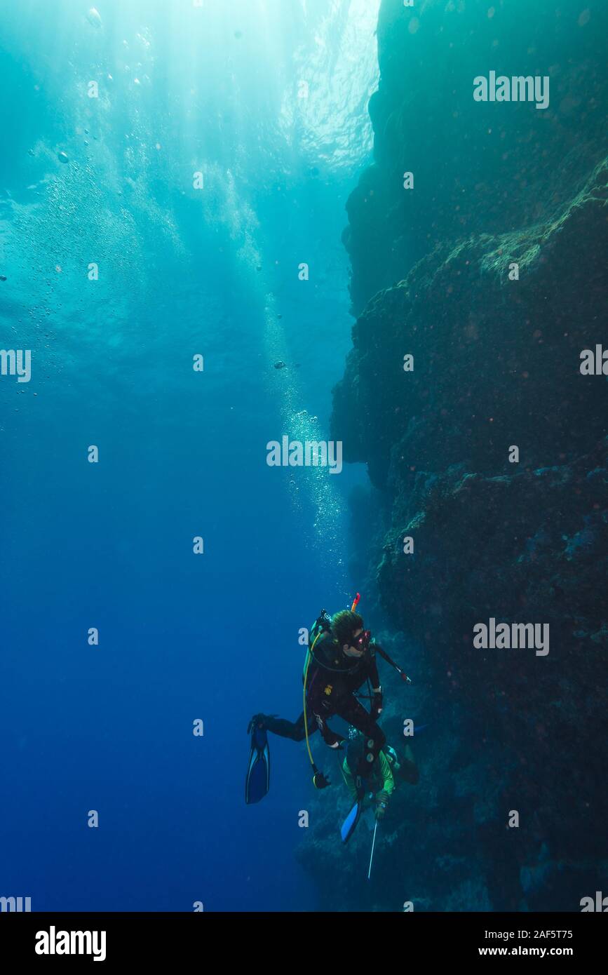 Diving at Coral reef of Yap. Federated States of Micronesia Stock Photo ...