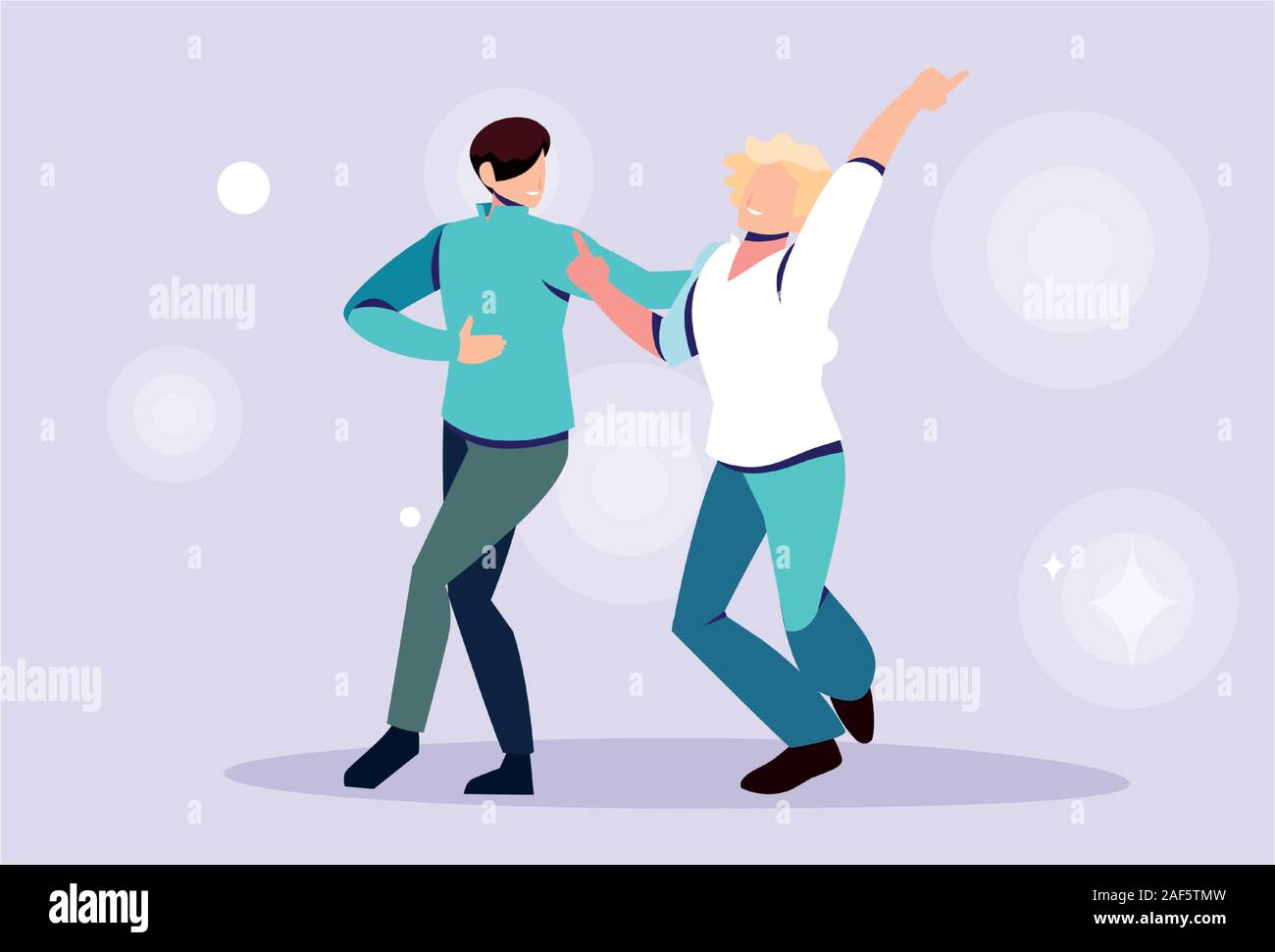 scene of men in dance pose, party, dance club vector illustration ...