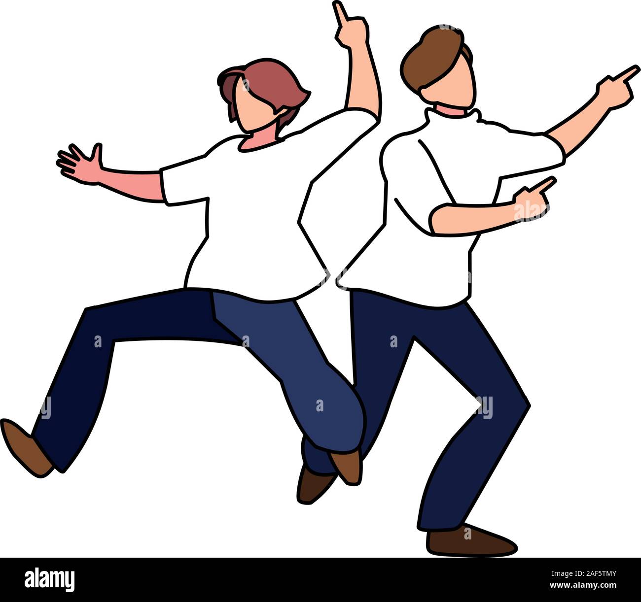 men in pose of dancing on white background vector illustration design ...
