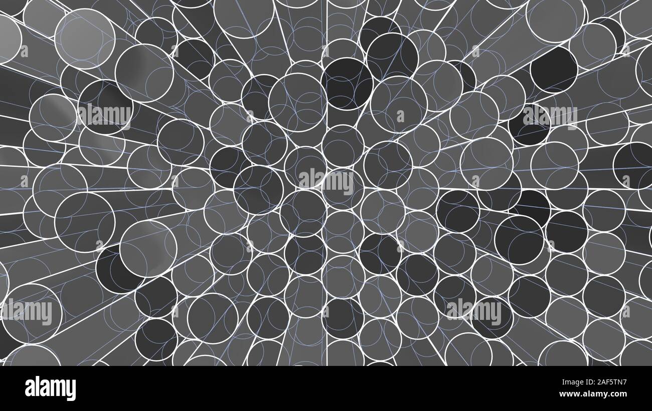 Abstract background of colorful outline cylinders. 3D illustration ...