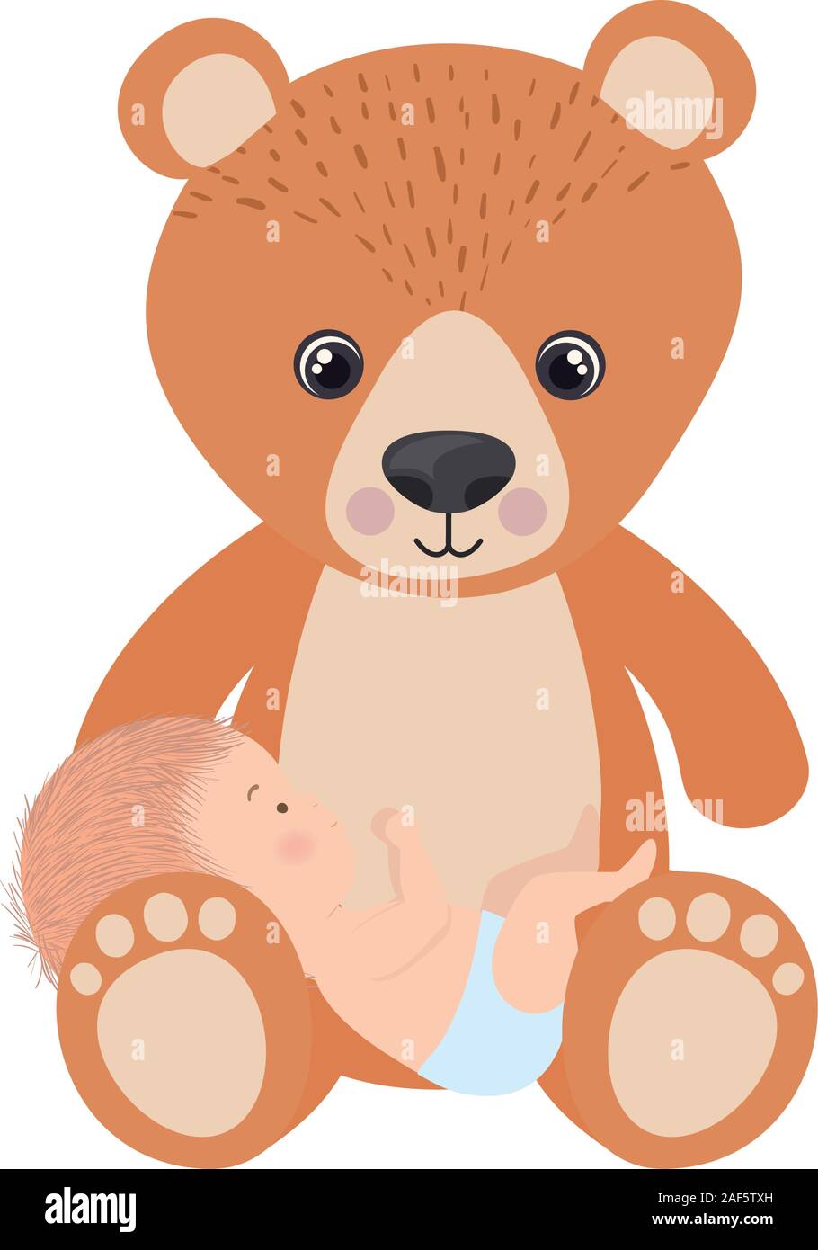 Cute baby boy with teddy bear vector design Stock Vector Image & Art ...