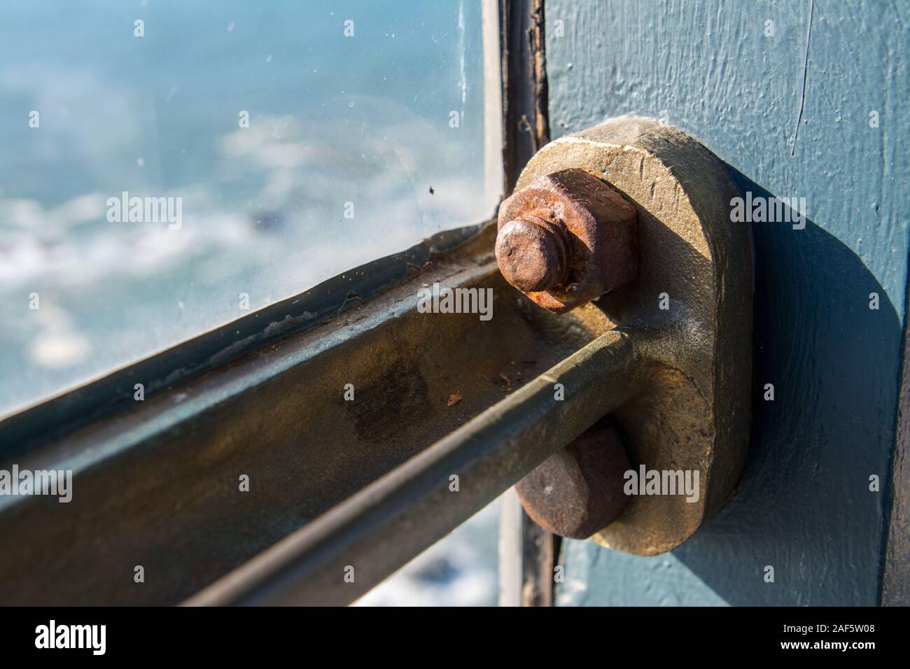 Old vintage steampunk bolts and nuts railing Stock Photo - Alamy