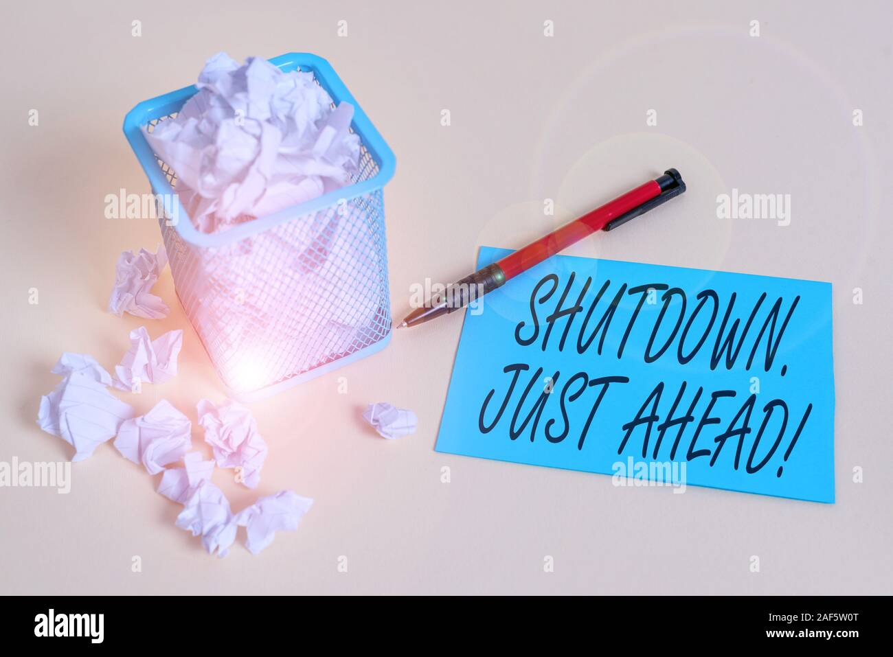Handwriting text writing Shutdown Just Ahead. Conceptual photo closing ...