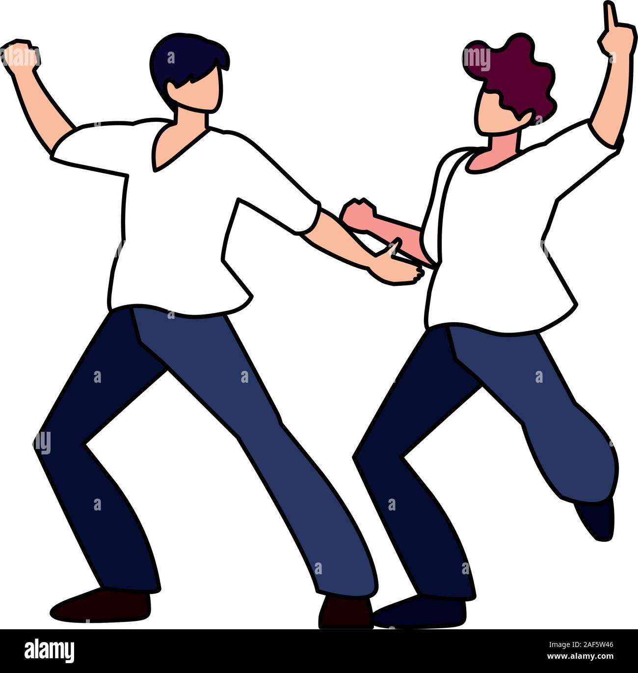 men in pose of dancing on white background vector illustration design ...
