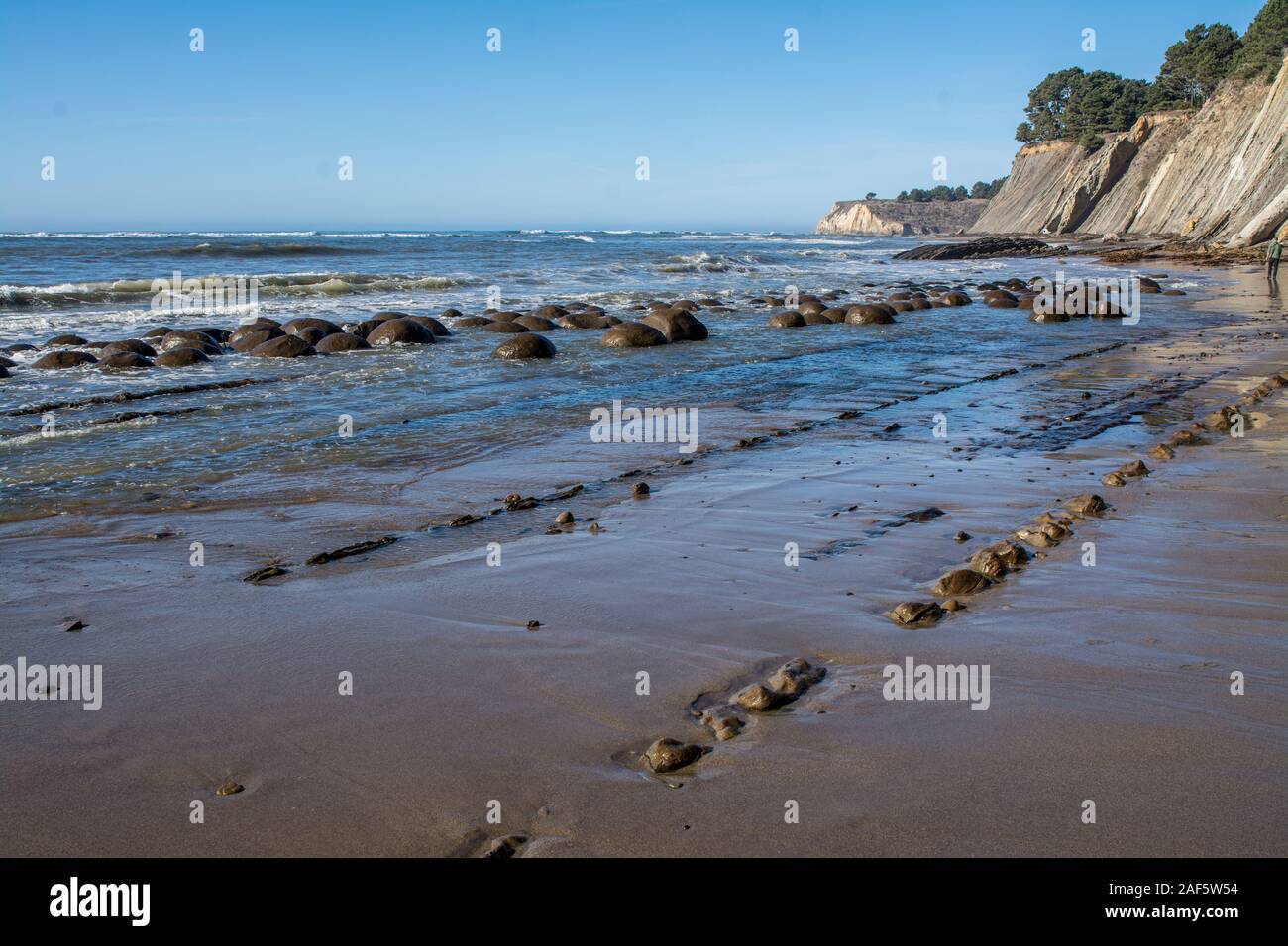 Massive rock outcropping at Bowling ball beach california Stock Photo ...
