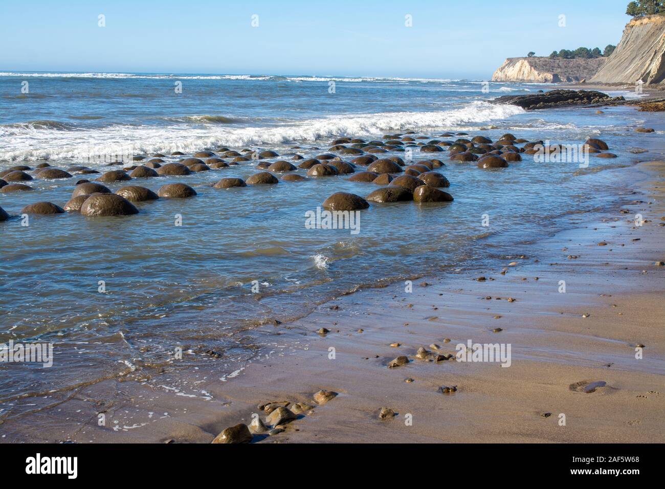 Massive rock outcropping at Bowling ball beach california Stock Photo ...