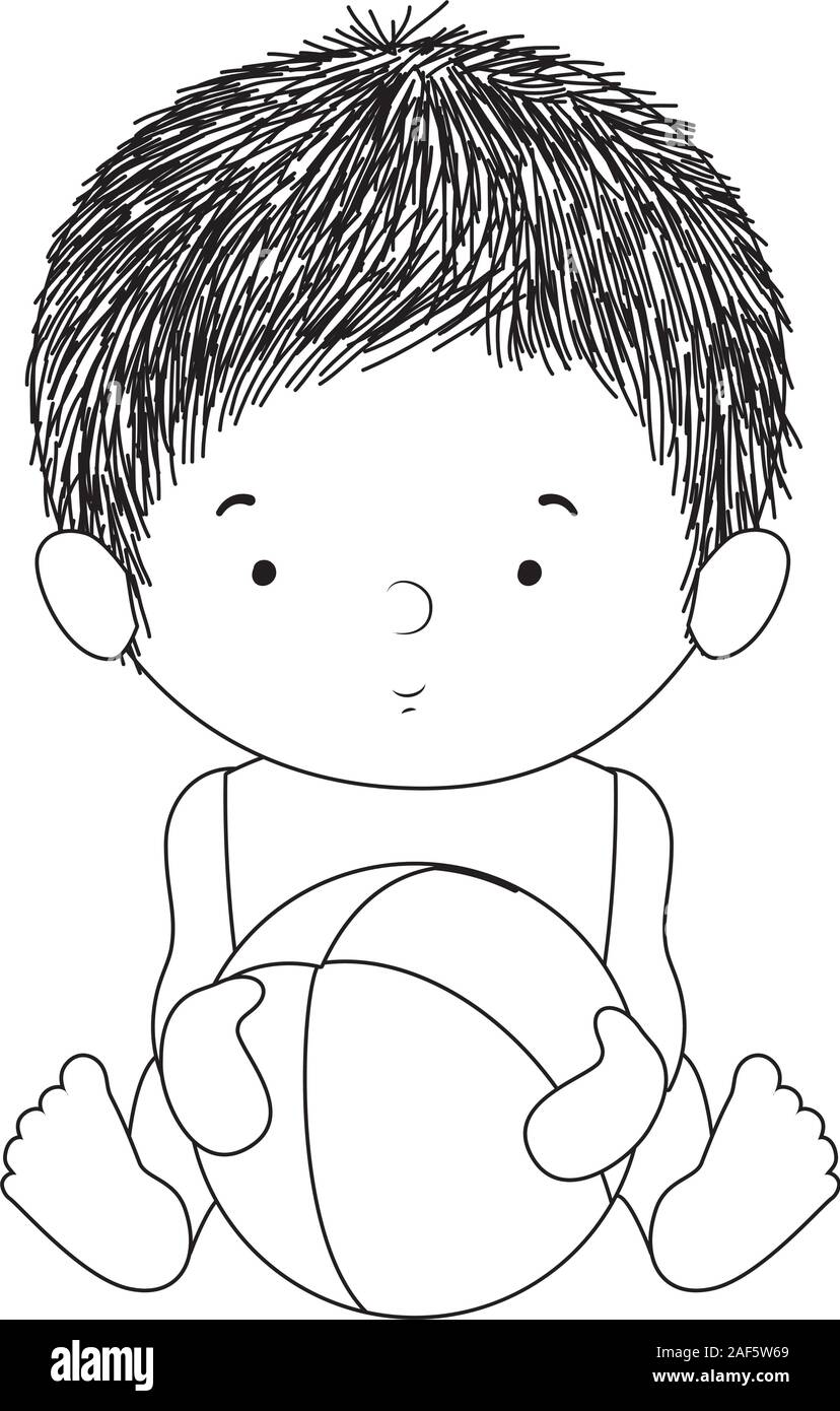 Cute baby boy with ball vector design Stock Vector Image & Art - Alamy