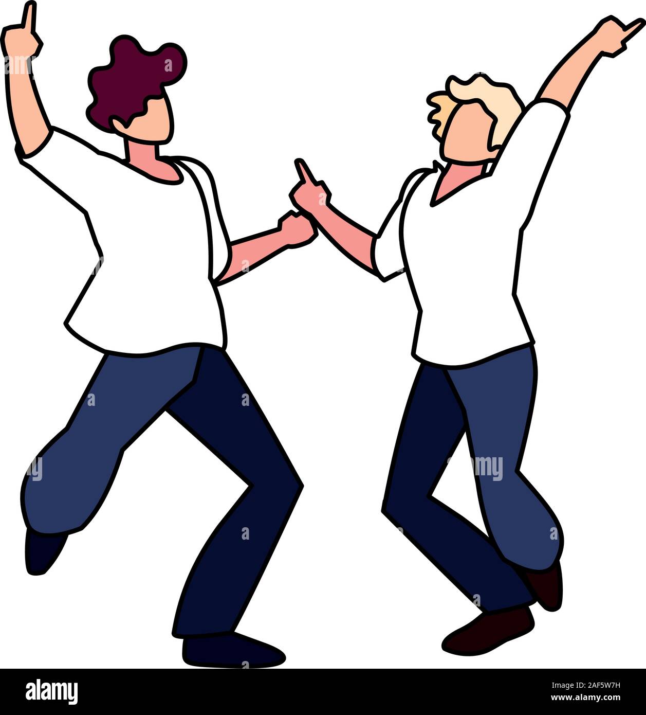 men in pose of dancing on white background vector illustration design ...