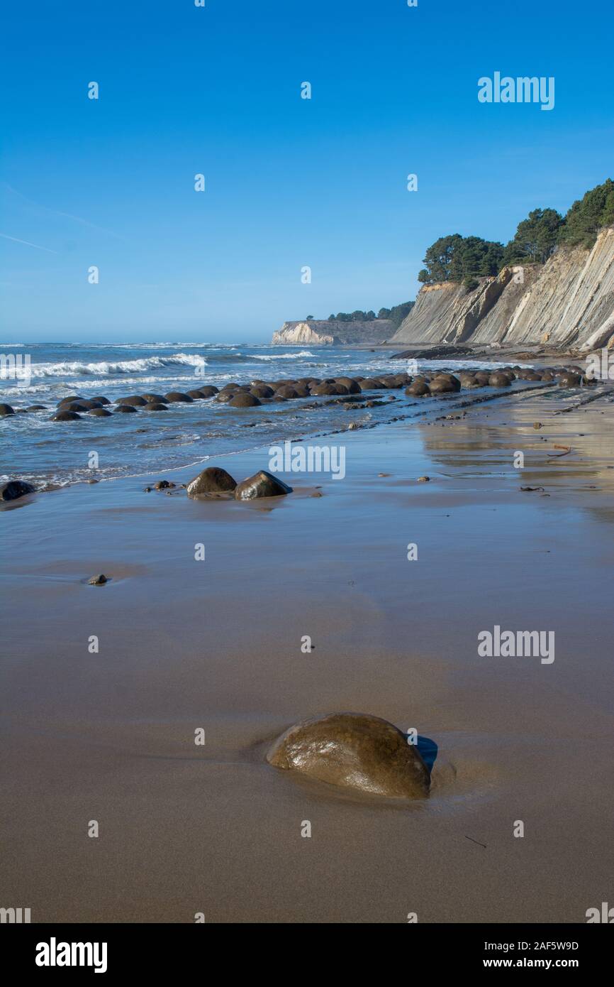 Massive rock outcropping at Bowling ball beach california Stock Photo ...