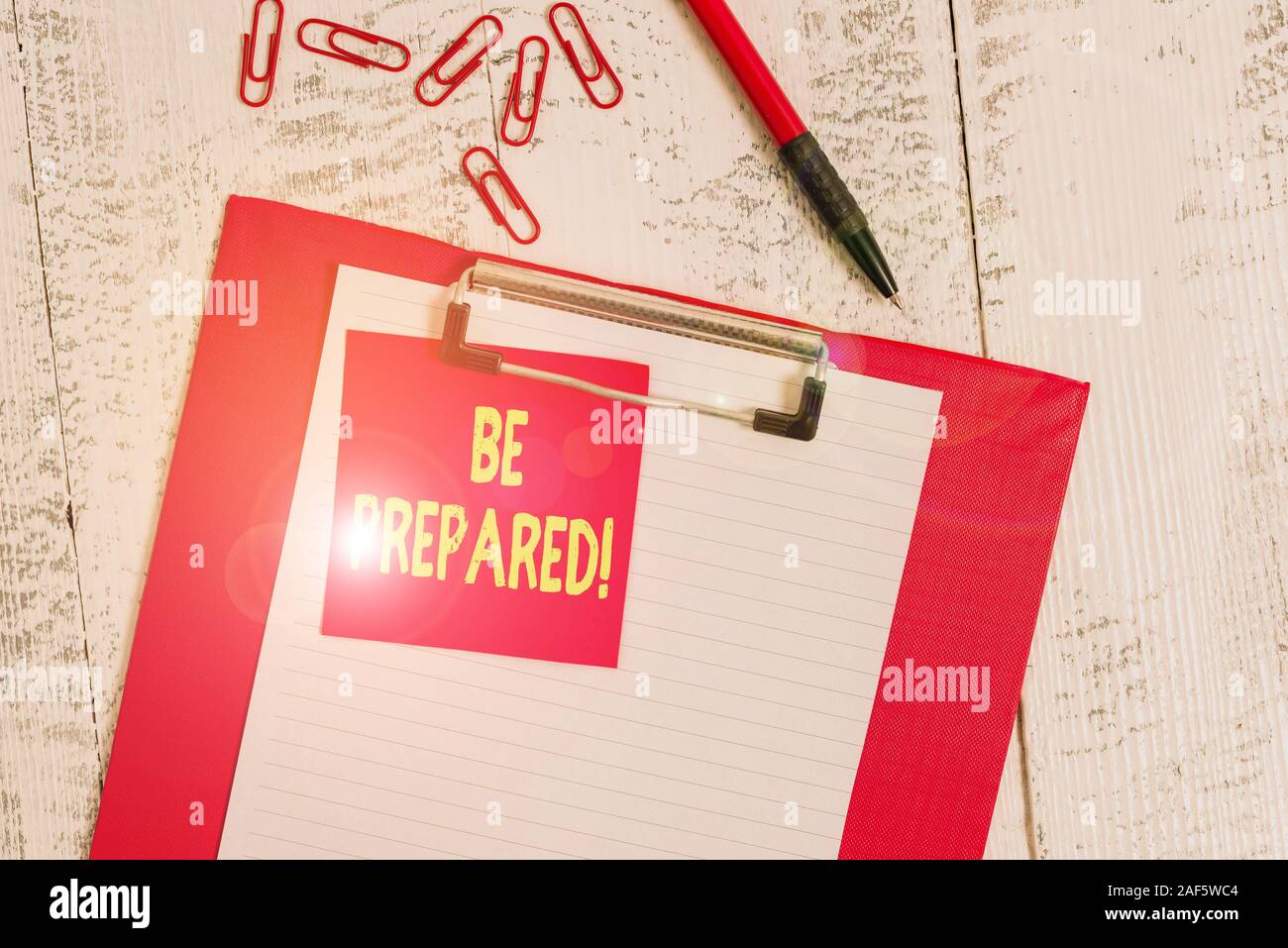 Word writing text Be Prepared. Business photo showcasing try be always ...