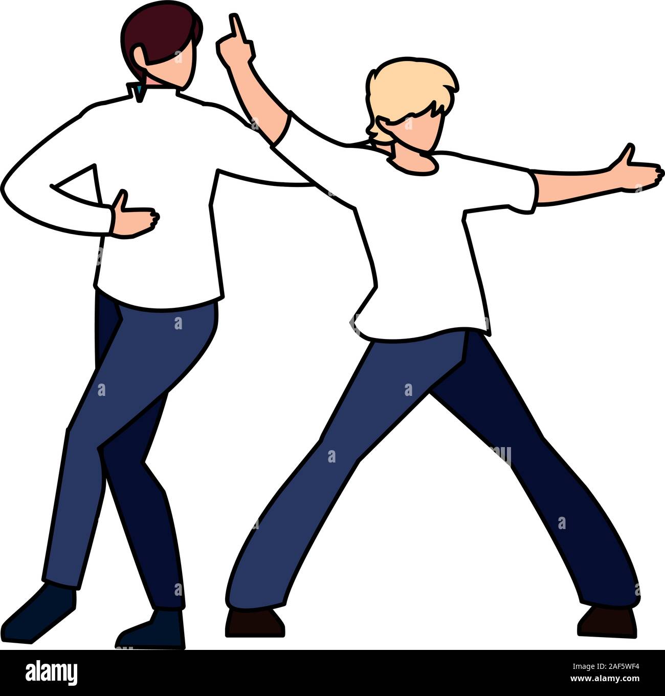 men in pose of dancing on white background vector illustration design ...