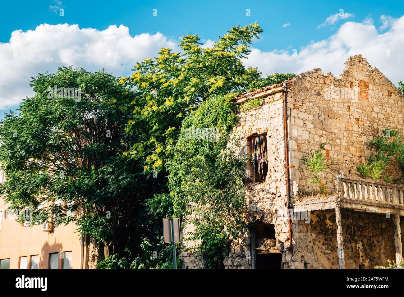 War damaged building in Mostar, Bosnia and Herzegovina Stock Photo - Alamy
