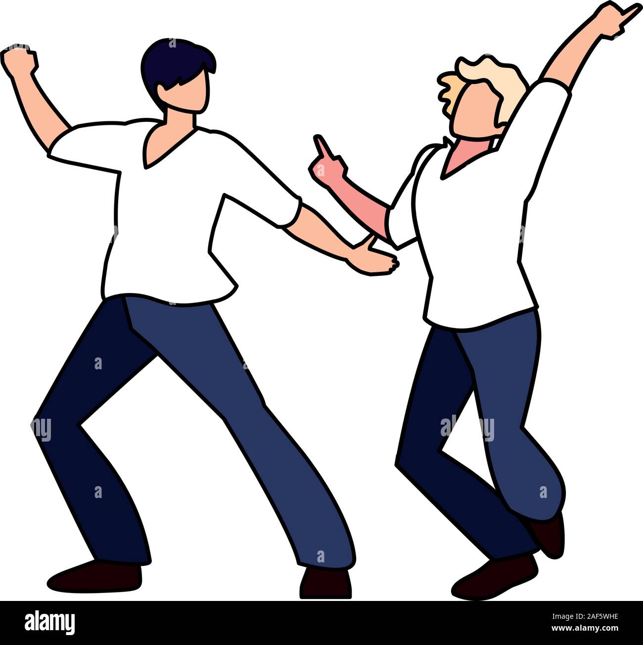 men in pose of dancing on white background vector illustration design ...