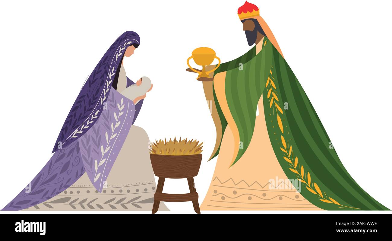 Balthazar baby jesus and virgin mary vector design Stock Vector Image ...