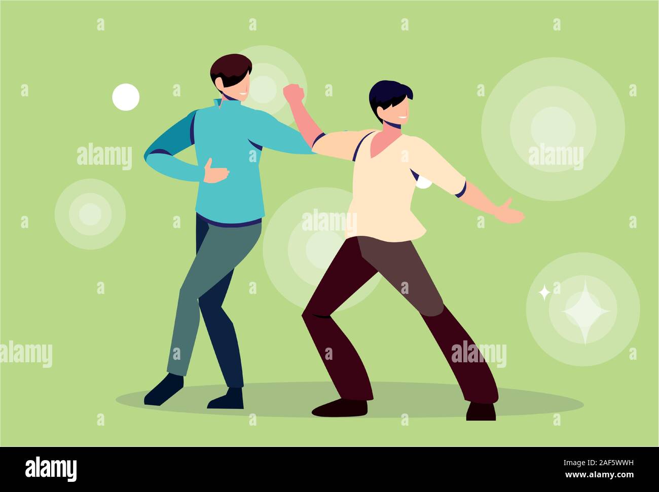 scene of men in dance pose, party, dance club vector illustration ...