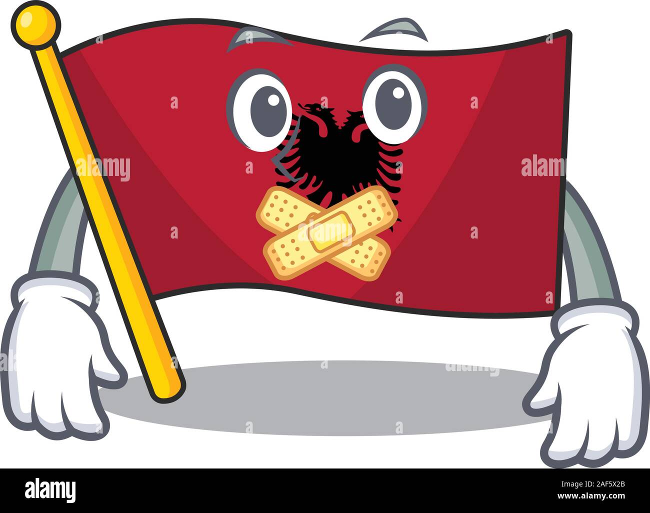 Flag albania Scroll mascot cartoon character design on silent gesture ...