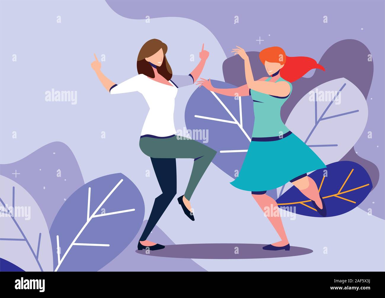 women dancing with landscape background vector illustration design ...